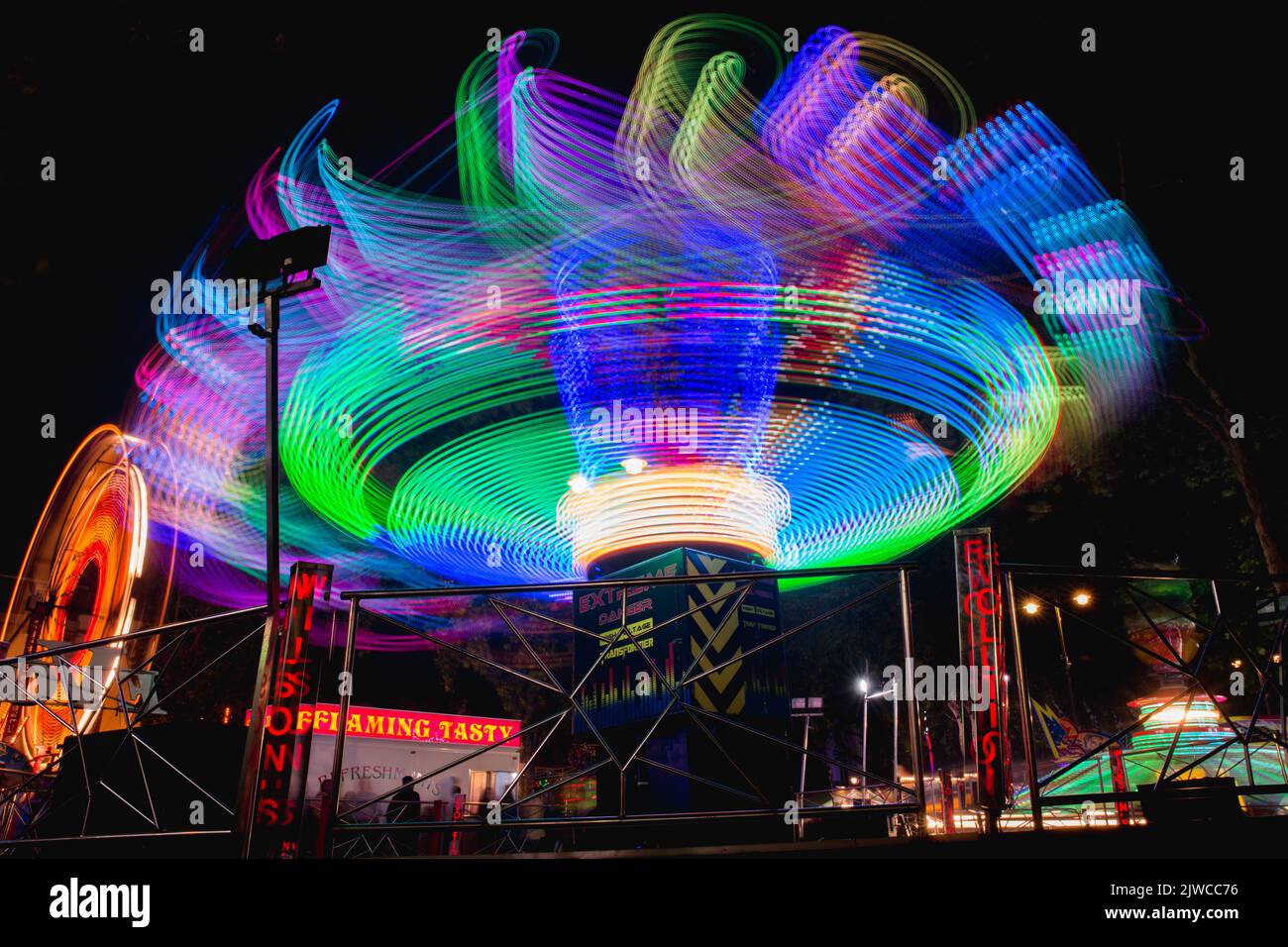 The 'Evolution' ride at the annual St Giles Street funfair in Oxford ...