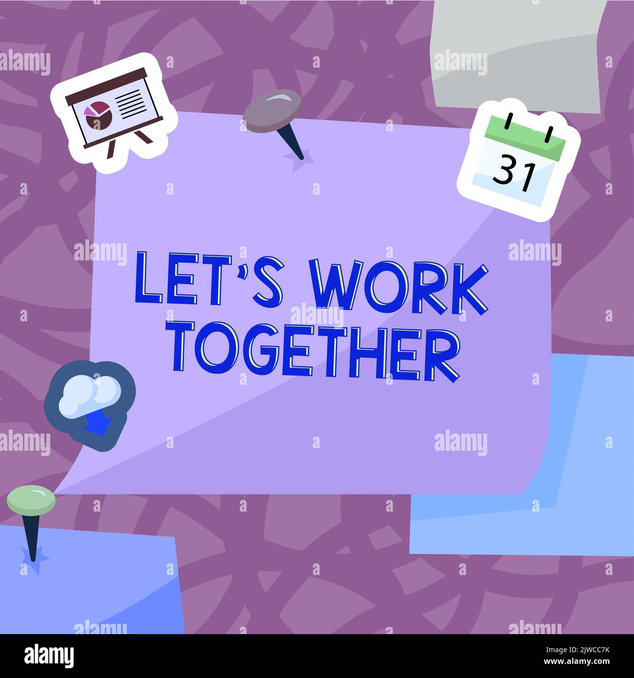 Text sign showing Let S Is Work Together. Conceptual photo Unite and ...