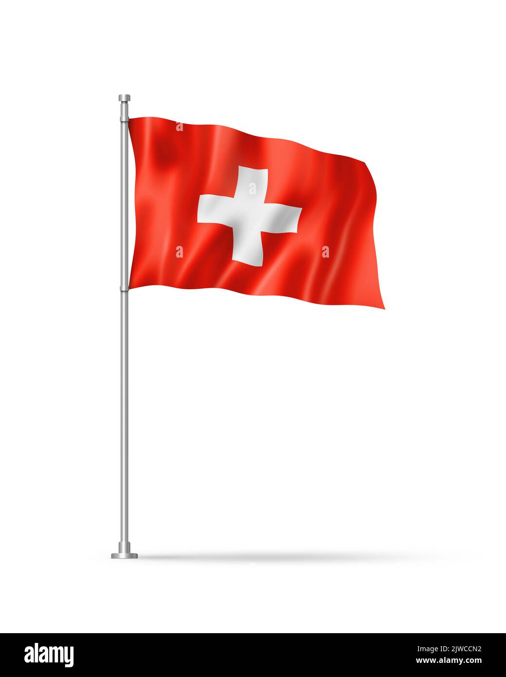 Switzerland flag, 3D illustration, isolated on white Stock Photo - Alamy