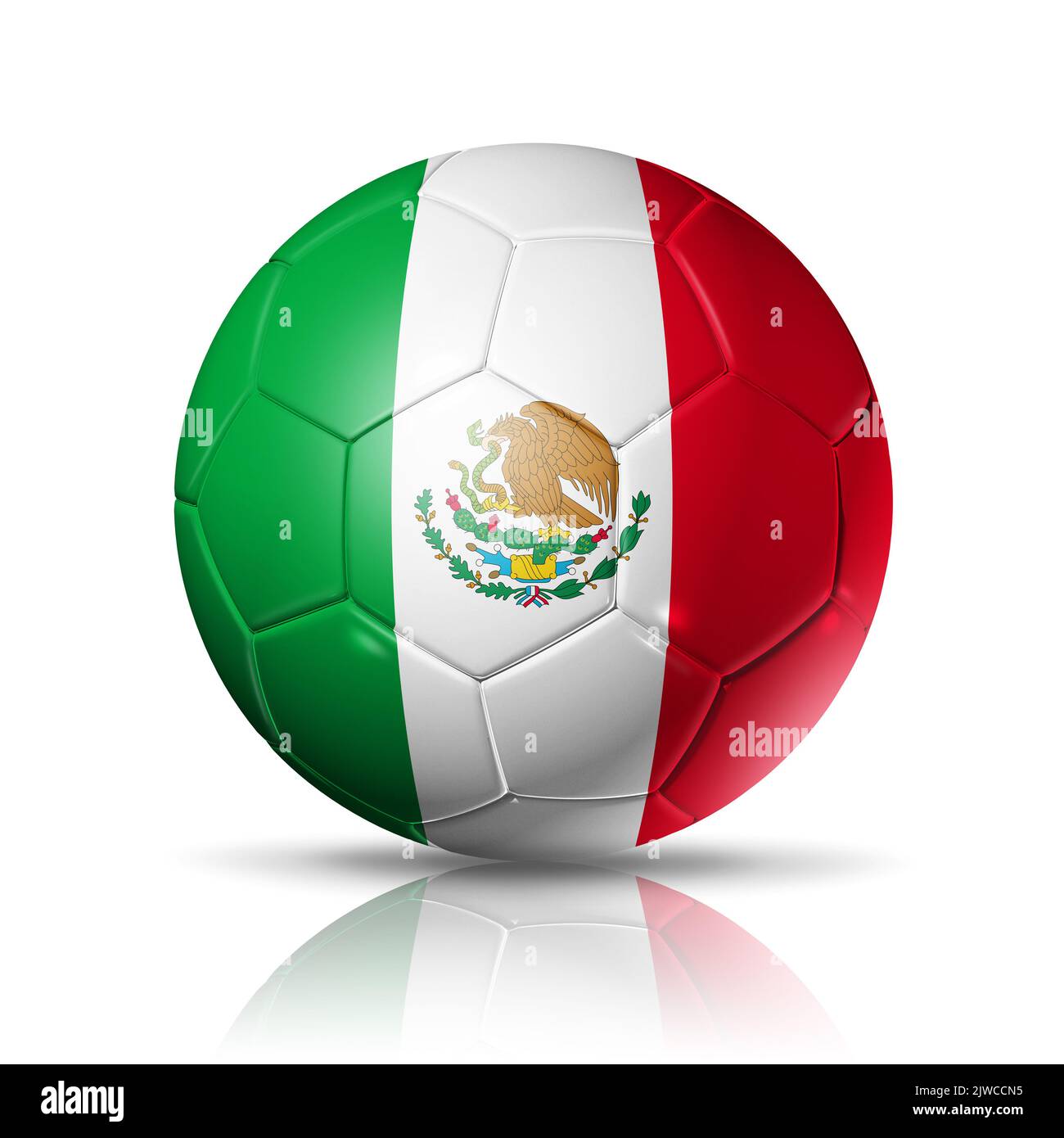 3D soccer ball with Mexico team flag, football 2022. isolated on white ...
