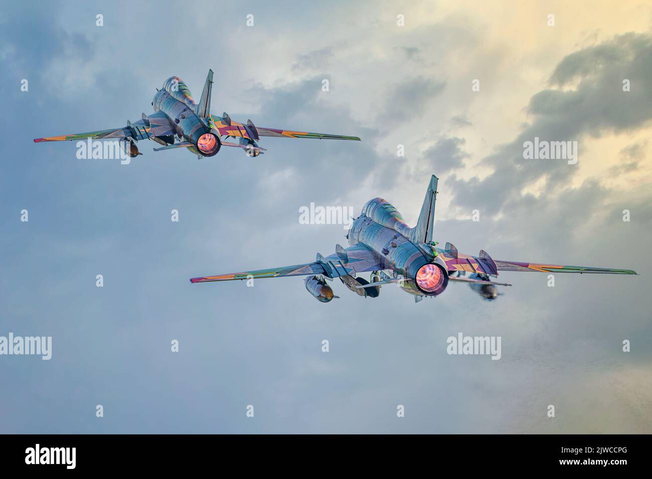 squadron of sukhoi su22 m4 and su22 um3k take off in different time of ...
