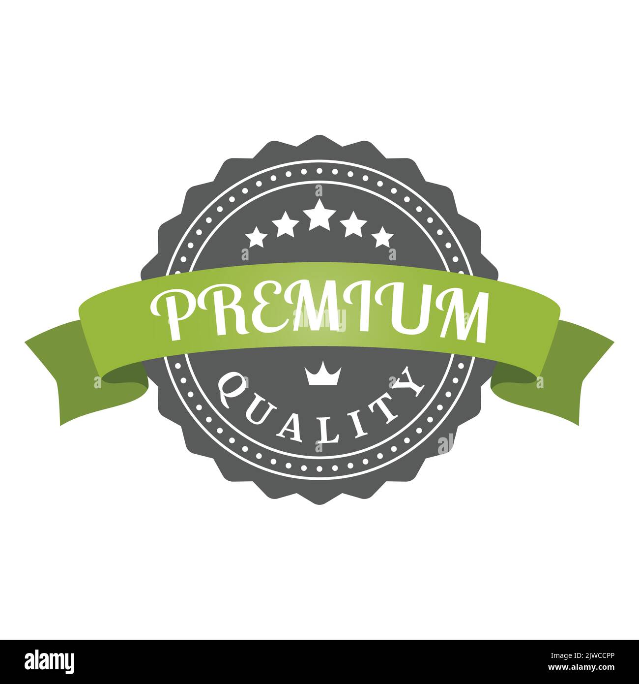 Premium quality label with banner ribbon. Colorful vector sticker ...