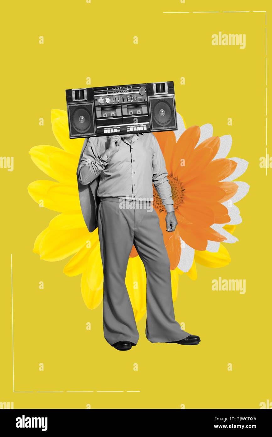 3d retro abstract creative artwork template collage of fancy man ...