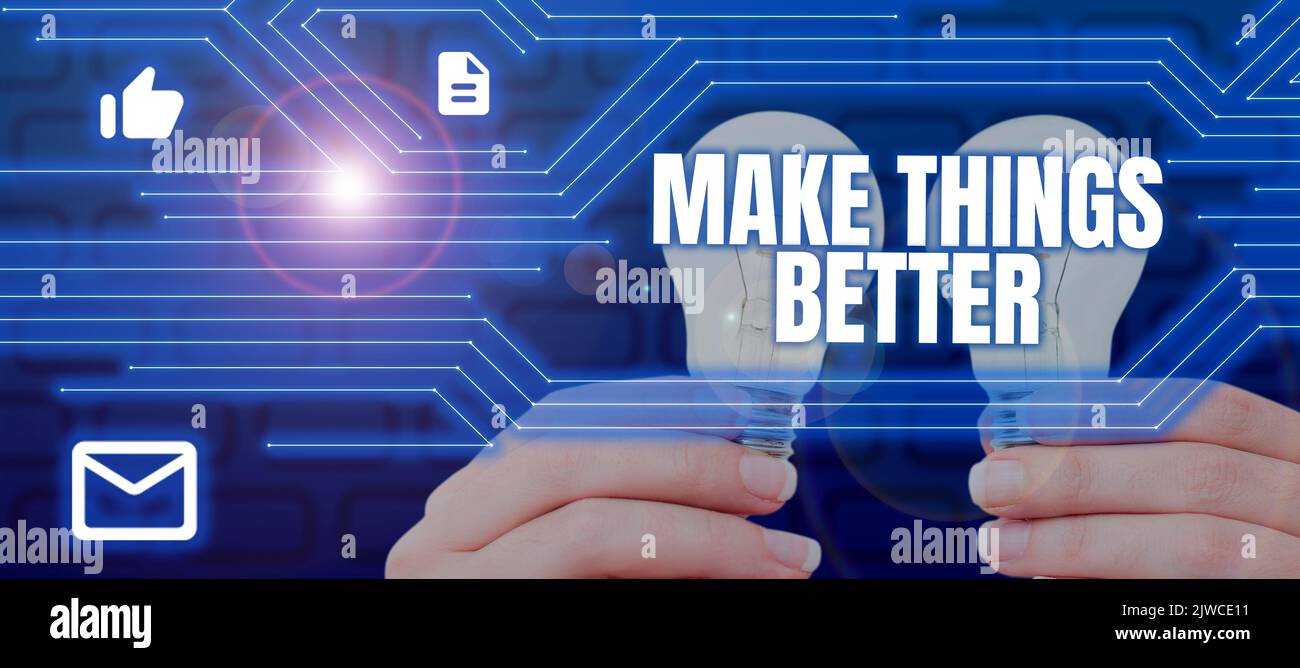 Writing displaying text Make Things BetterDo something to Improve ...