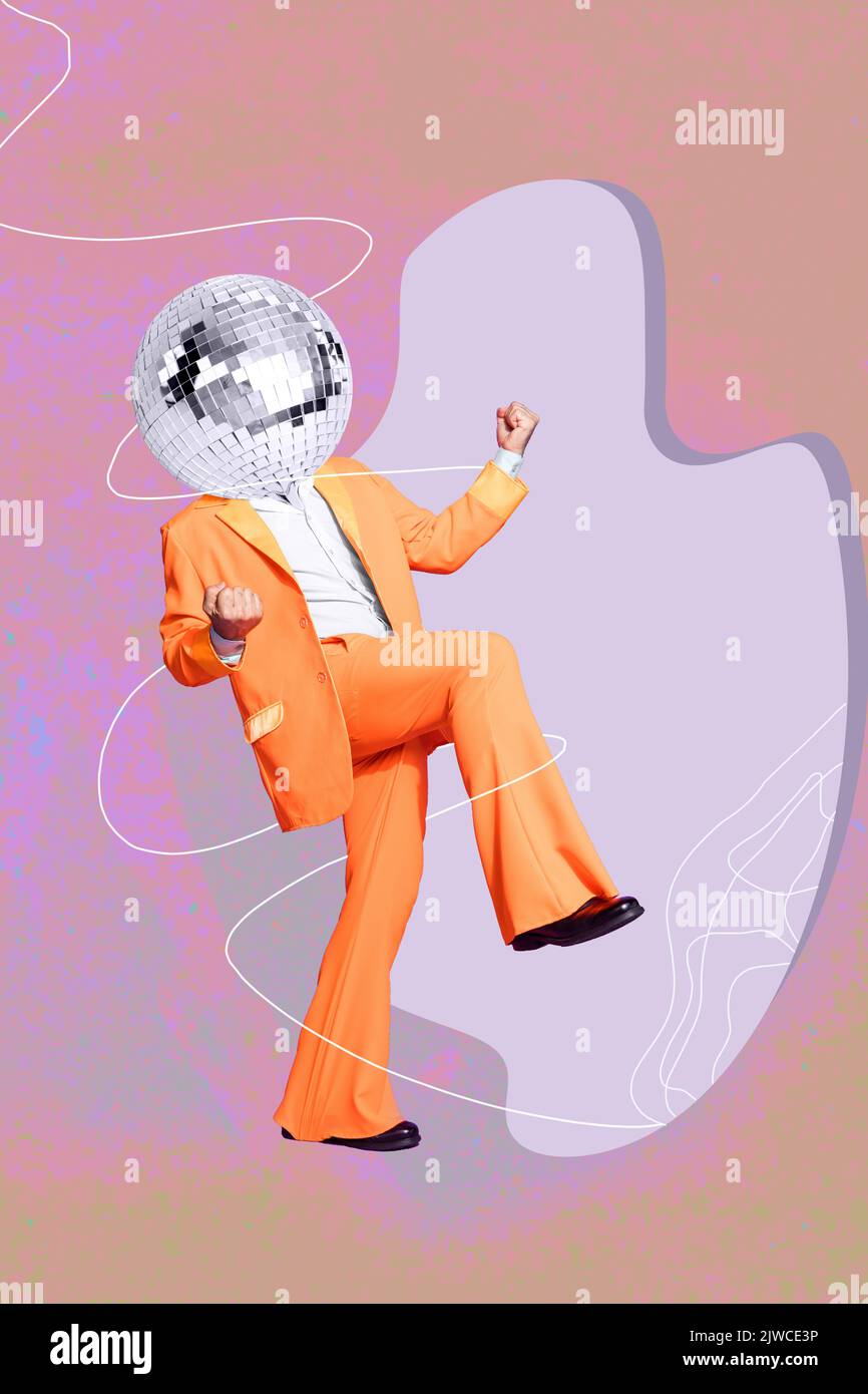 3d retro abstract creative artwork template collage of funky funny man ...