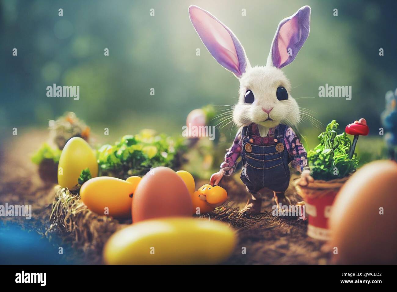 Rabbit in field painting hi-res stock photography and images - Alamy