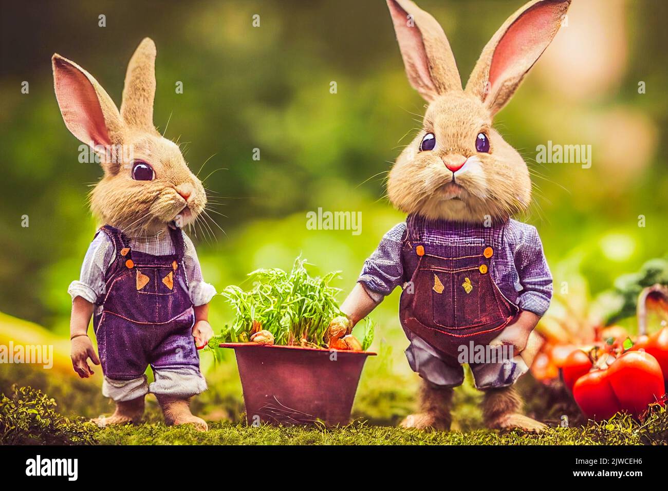 Rabbit in field painting hi-res stock photography and images - Alamy