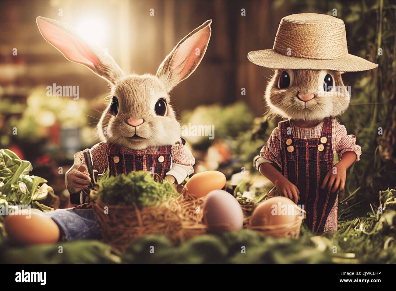 Rabbit in field painting hi-res stock photography and images - Alamy