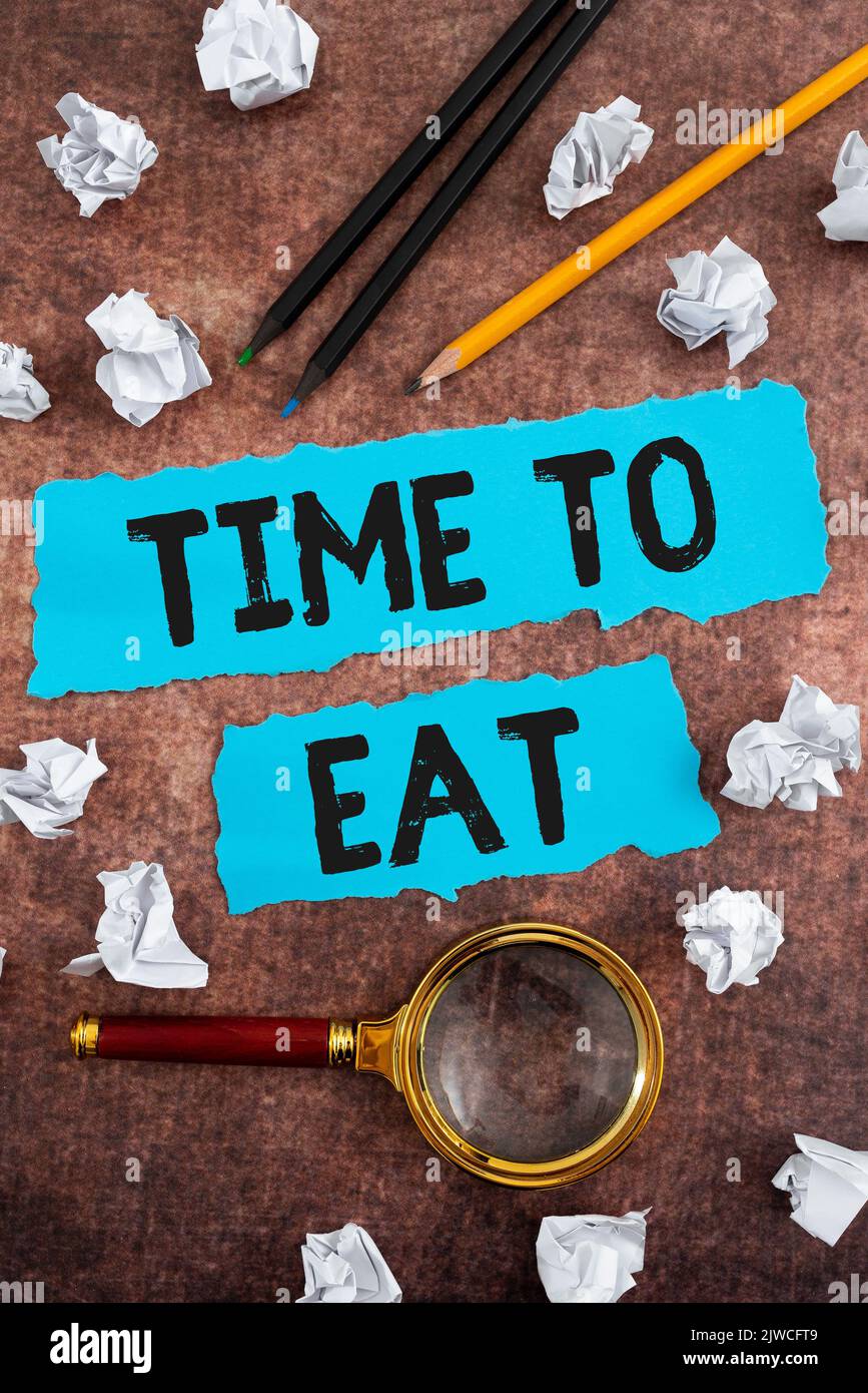 Conceptual display Time To Eat. Business showcase Right moment to enjoy ...