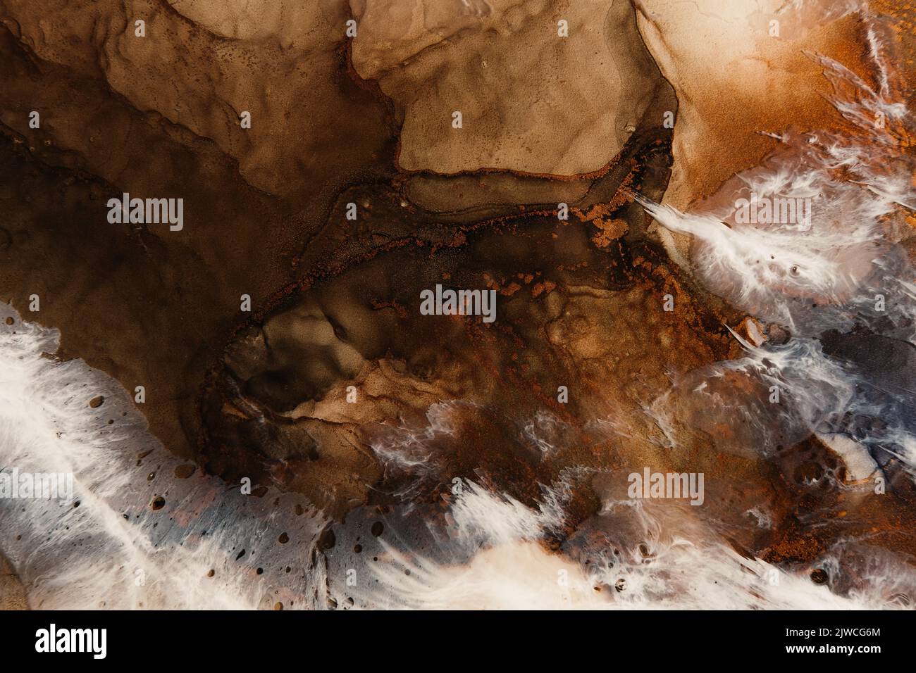 marble texture acrylic ink water brown white stone Stock Photo - Alamy