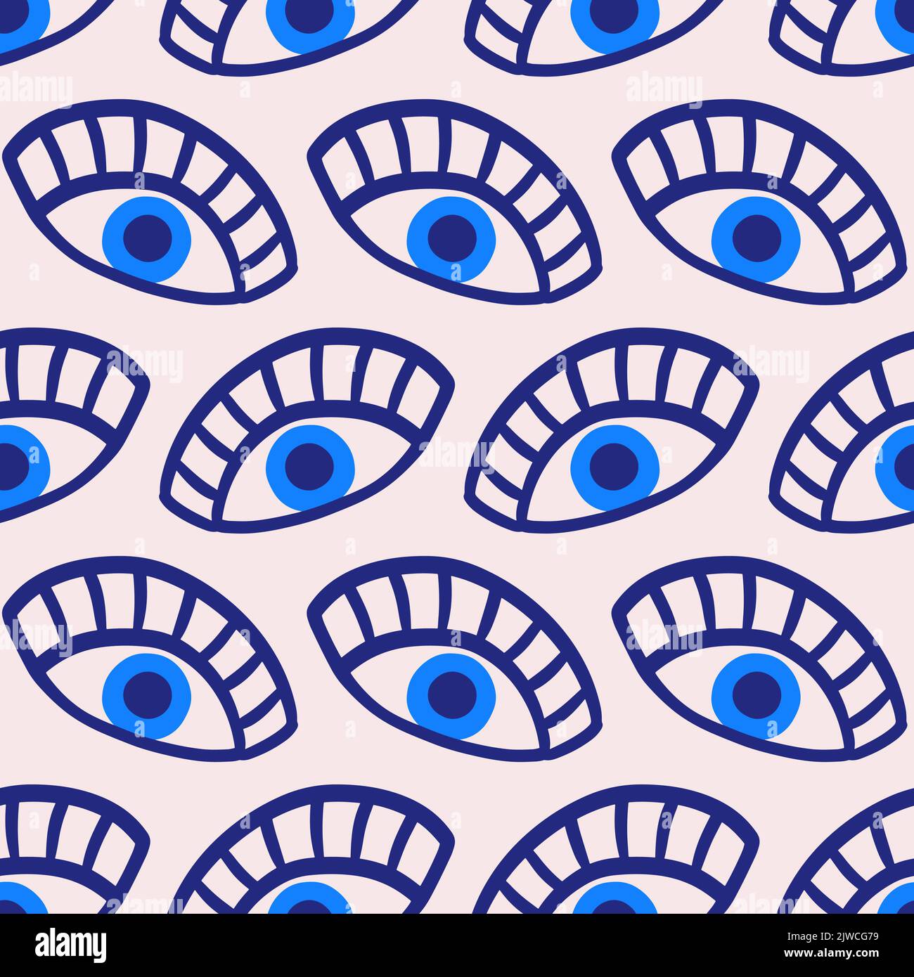 Evil eyes seamless pattern in blue coral colors Stock Vector Image ...