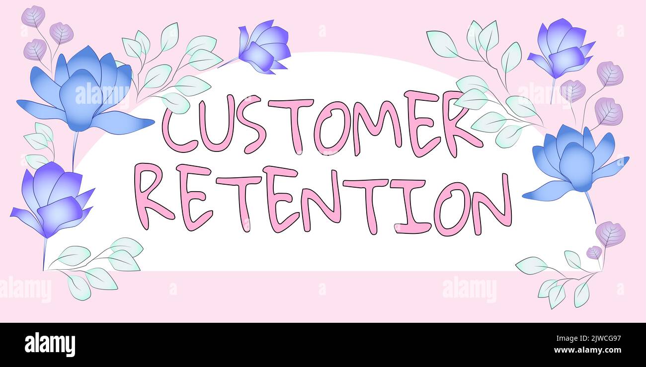 Hand writing sign Customer RetentionKeeping loyal customers Retain many ...