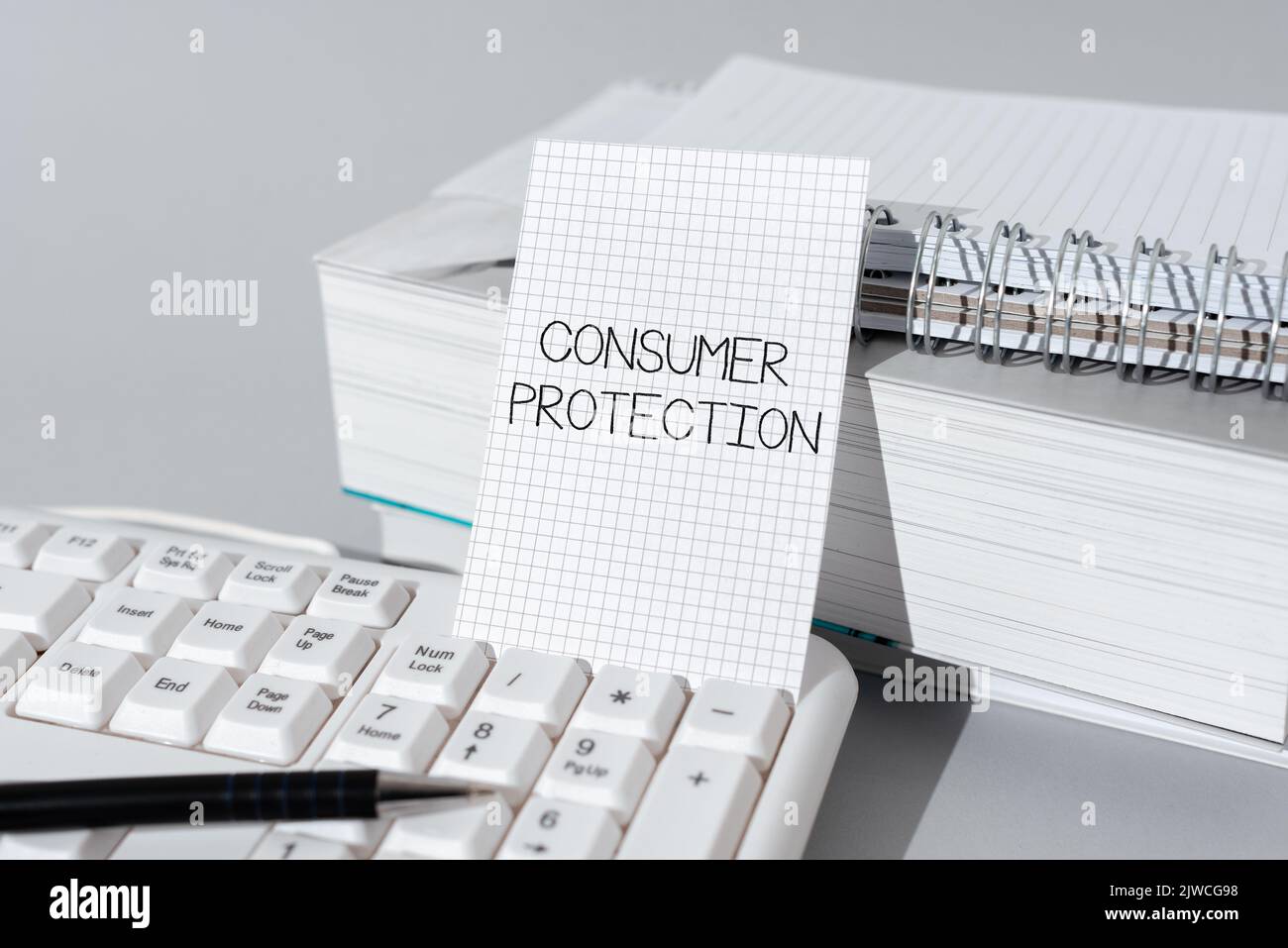 Text caption presenting Consumer ProtectionFair Trade Laws to ensure ...