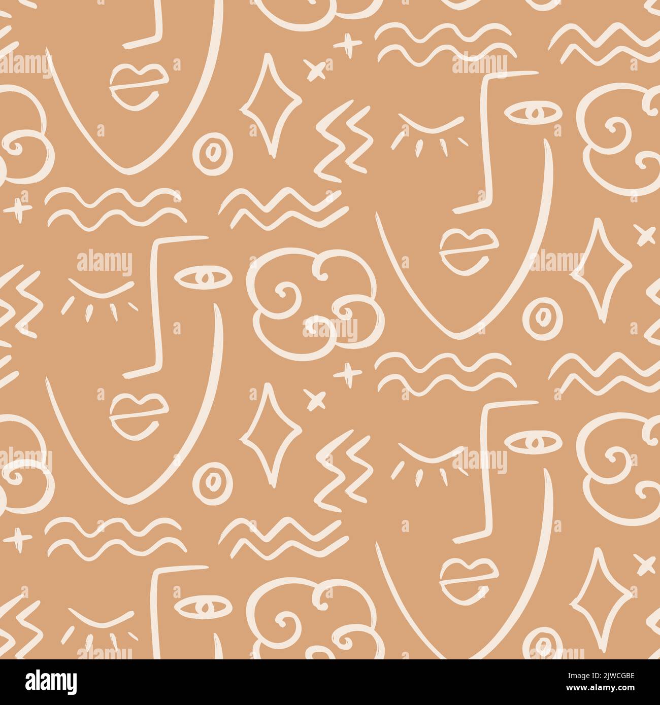 One line drawing abstract face seamless pattern Stock Vector Image ... One line drawing abstract face seamless pattern Stock Vector Image ...