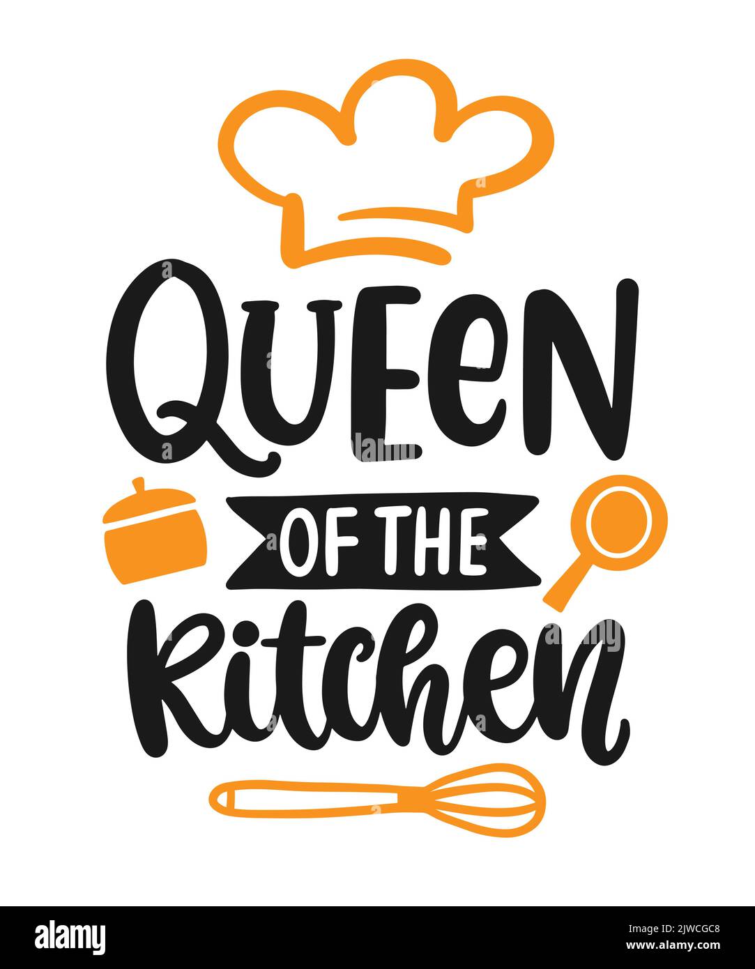 Queen of the Kitchen, Master chef hand written lettering emblem Stock ...