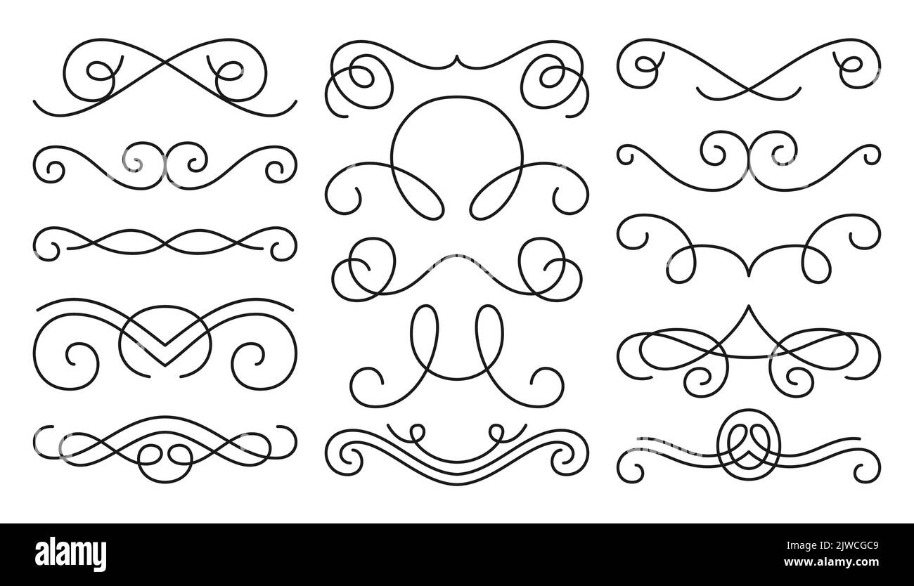 Divider border calligraphy decor set. Frame linear victorian flourishes ...