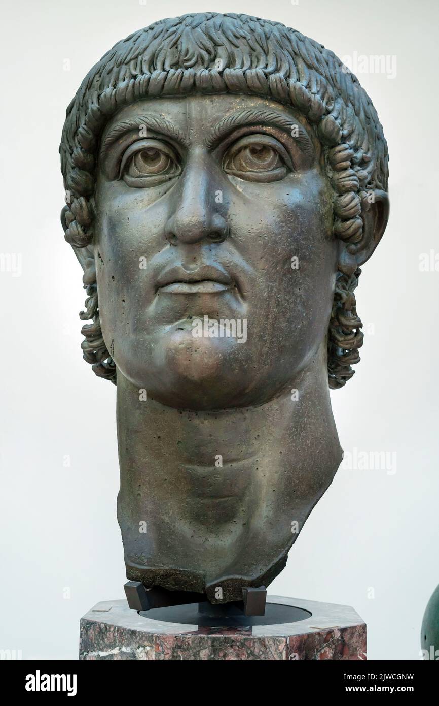 Rome, Italy - Capitoline Museums, Colossal head of Constantine Stock ...