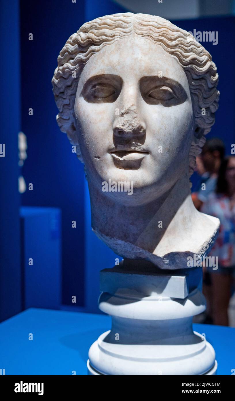 Rome, Italy - Capitoline Museums, Colossal head of Minerva 90AD ca ...