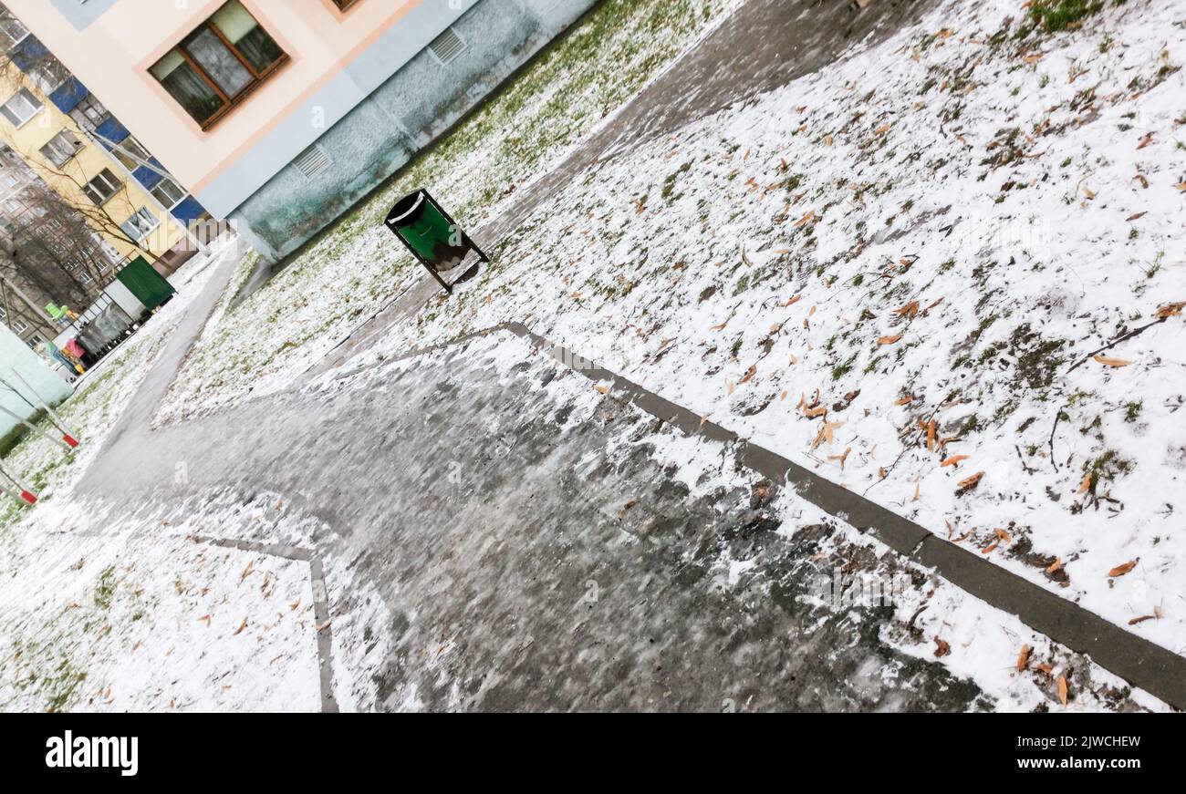 The Architecture backgrounds and objects. Winter. Snow. View from above ...