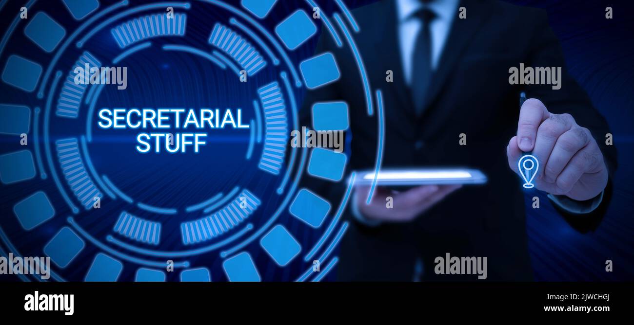 Conceptual caption Secretarial StuffSecretary belongings Things owned ...