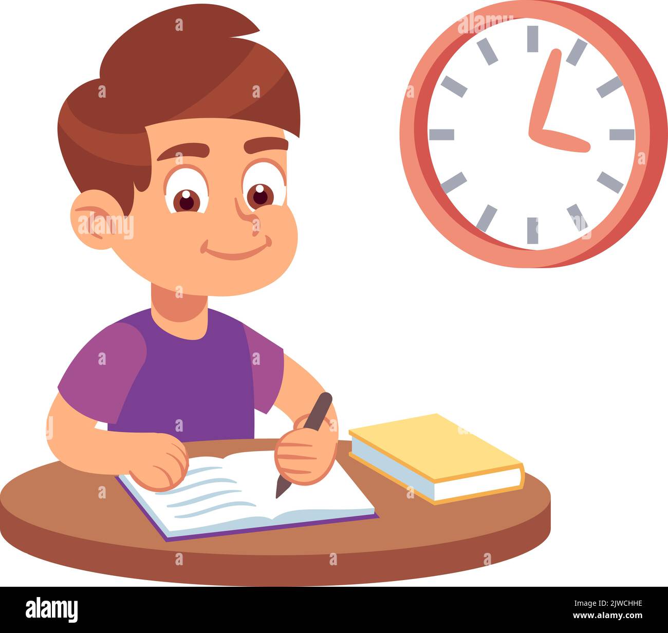 Boy doing school homework. Kid student character Stock Vector Image ...
