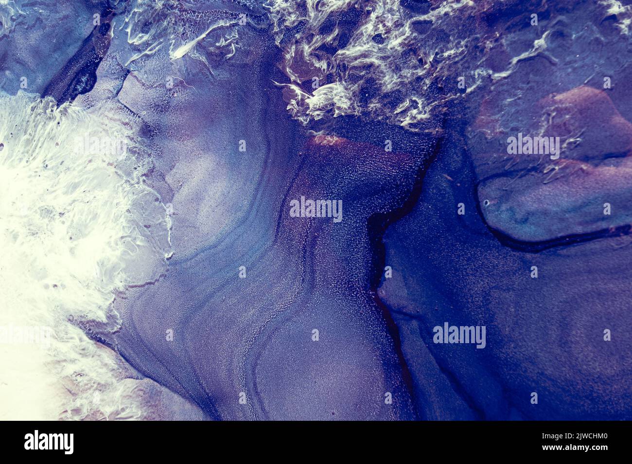 acrylic ink water marble texture blue crystal Stock Photo - Alamy