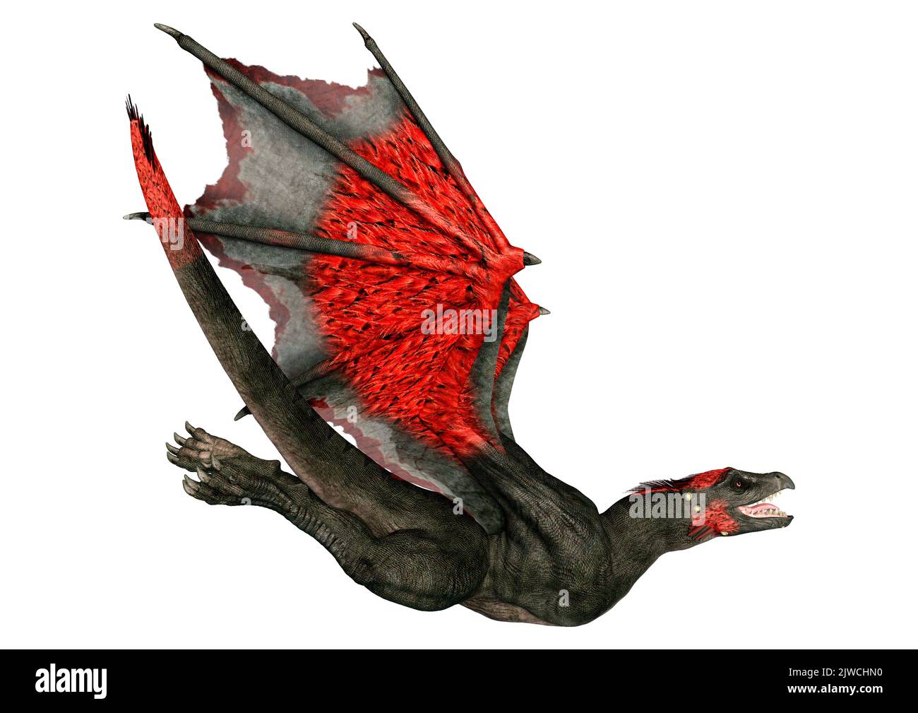 3D rendering of a fantasy dragon isolated on white background Stock ...