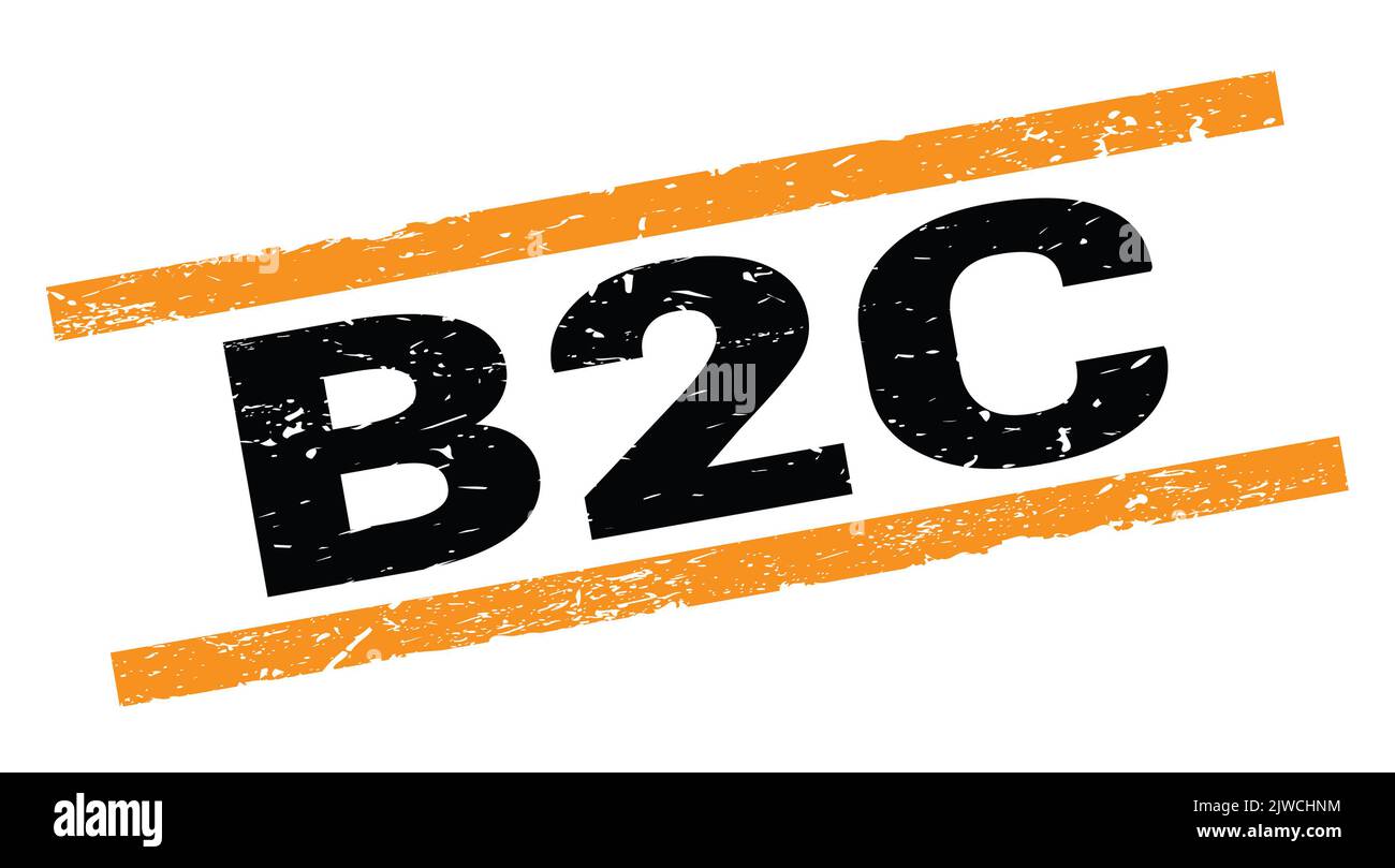 B2C text written on orange rectangle stamp sign Stock Photo - Alamy