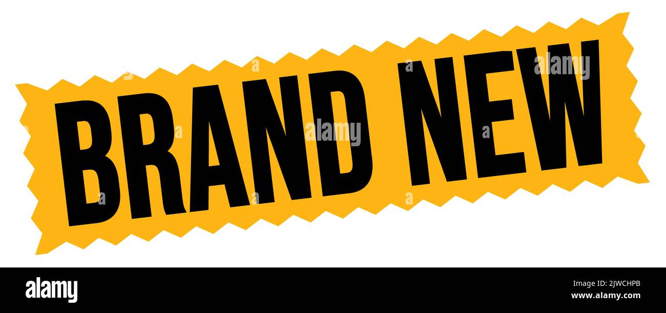 BRAND NEW text written on orange-black zig-zag stamp sign Stock Photo ...