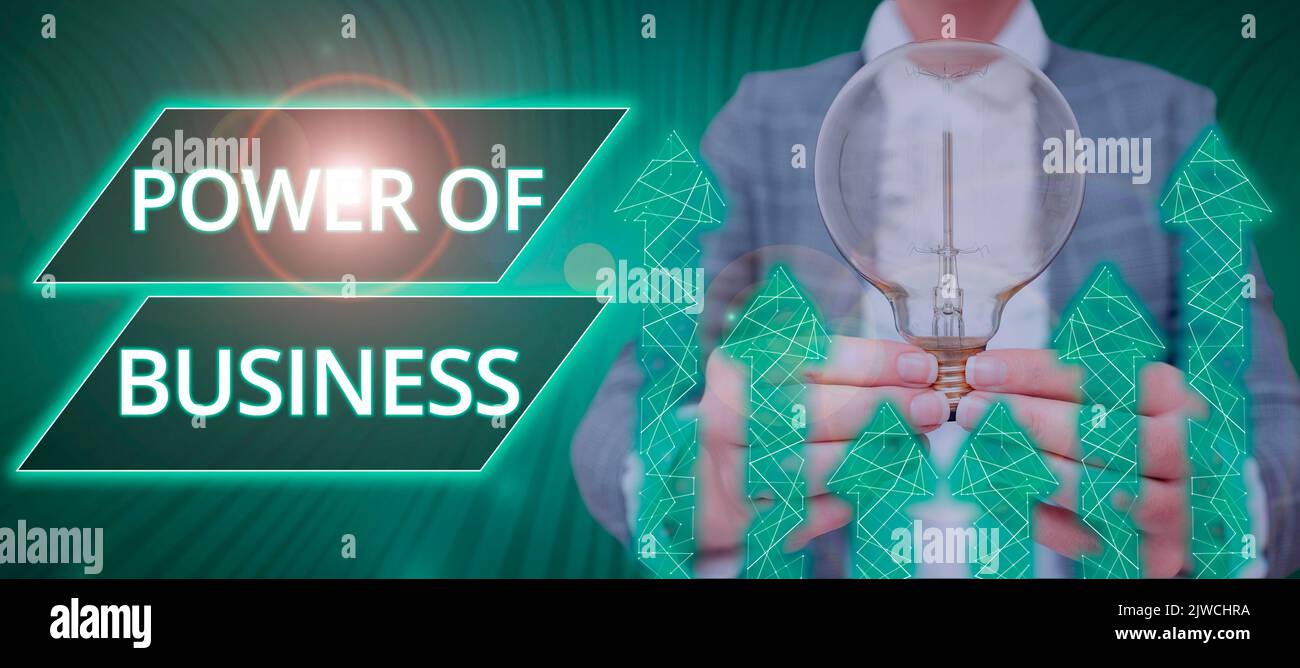 Text sign showing Power Of BusinessThe ability to influence peers for ...