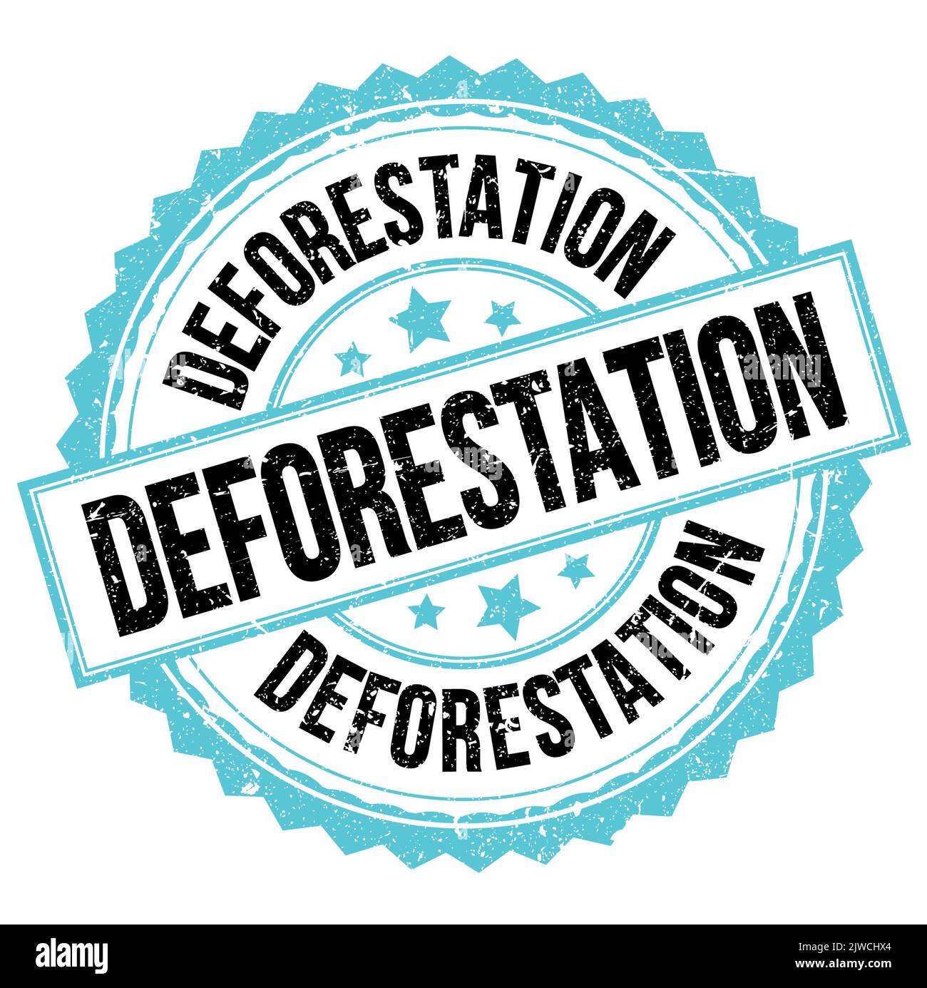 DEFORESTATION text written on blue-black round stamp sign Stock Photo ...