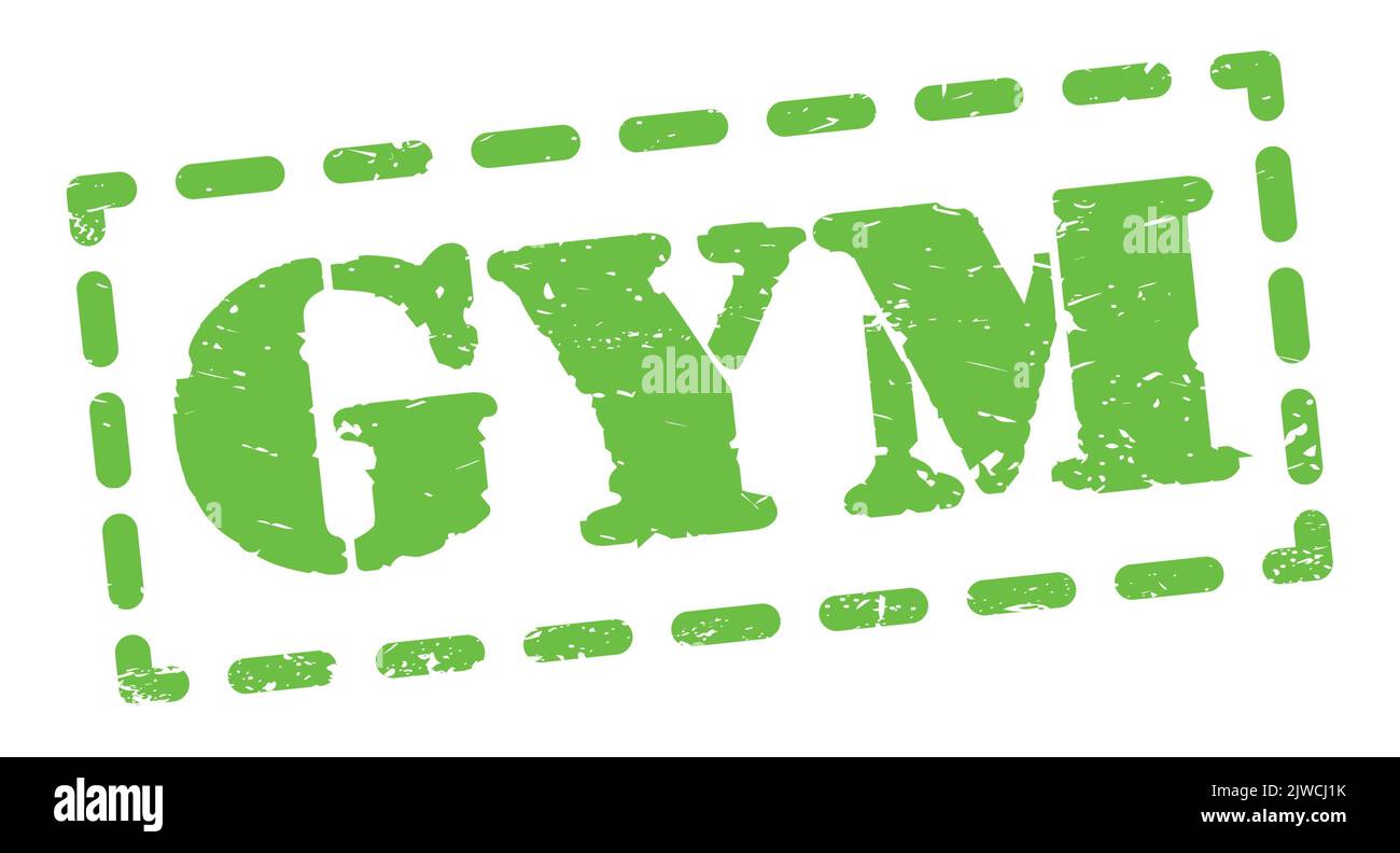 GYM text written on green dash stamp sign Stock Photo - Alamy