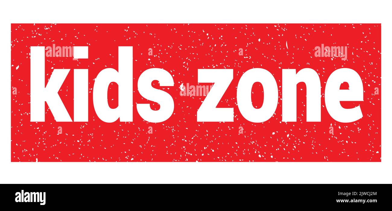 kids zone text written on red grungy stamp sign Stock Photo - Alamy