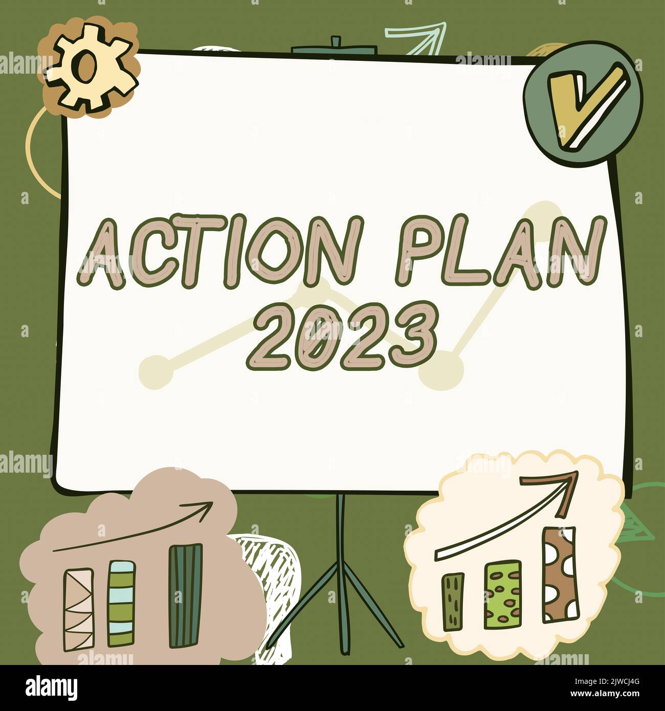 Sign displaying Action Plan 2023to do list contain number of things be ... Sign displaying Action Plan 2023to do list contain number of things be ...