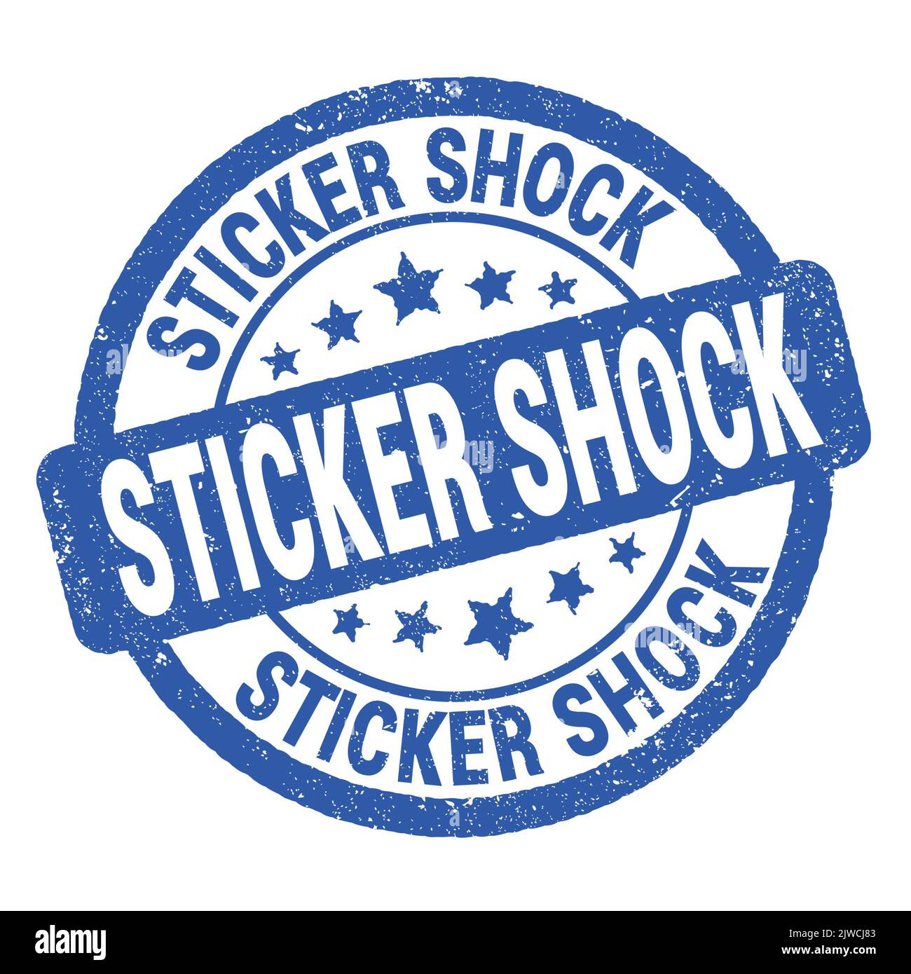 STICKER SHOCK text written on blue grungy stamp sign Stock Photo - Alamy