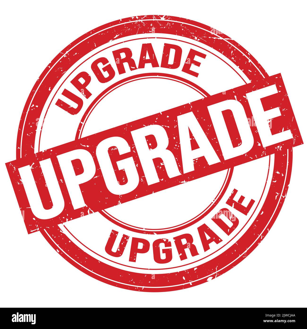 UPGRADE text written on red round grungy stamp sign Stock Photo - Alamy
