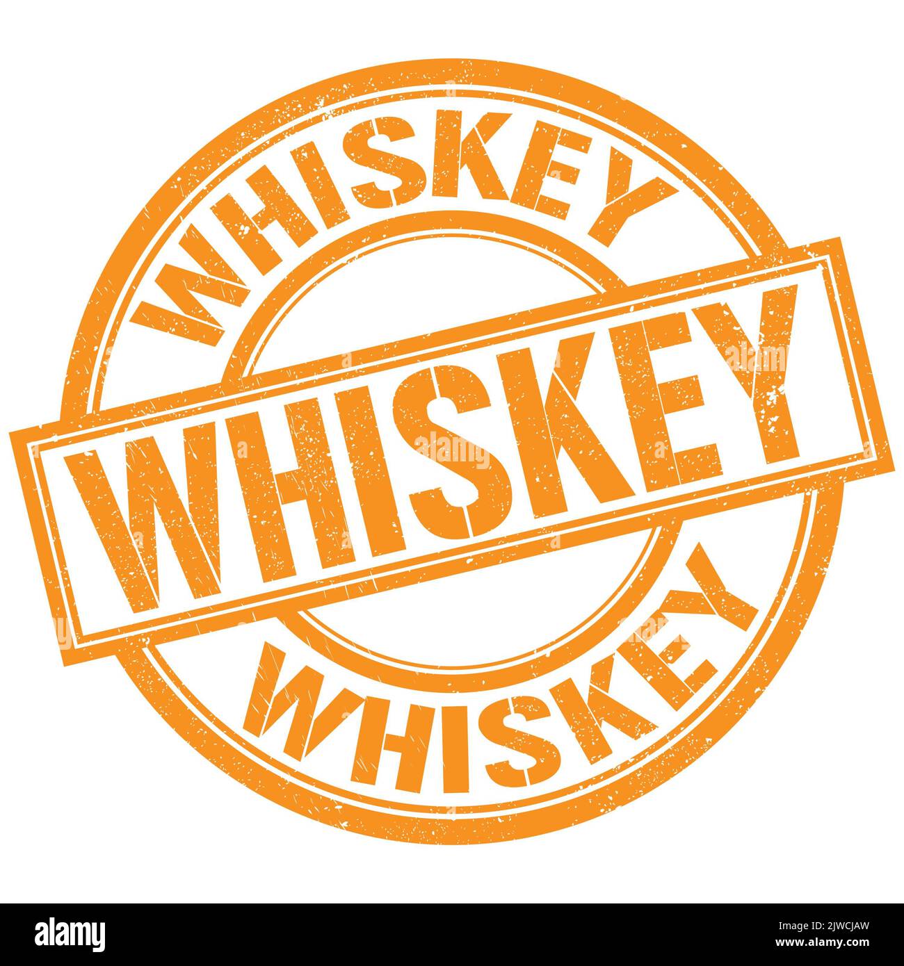 WHISKEY text written word on orange round stamp sign Stock Photo - Alamy