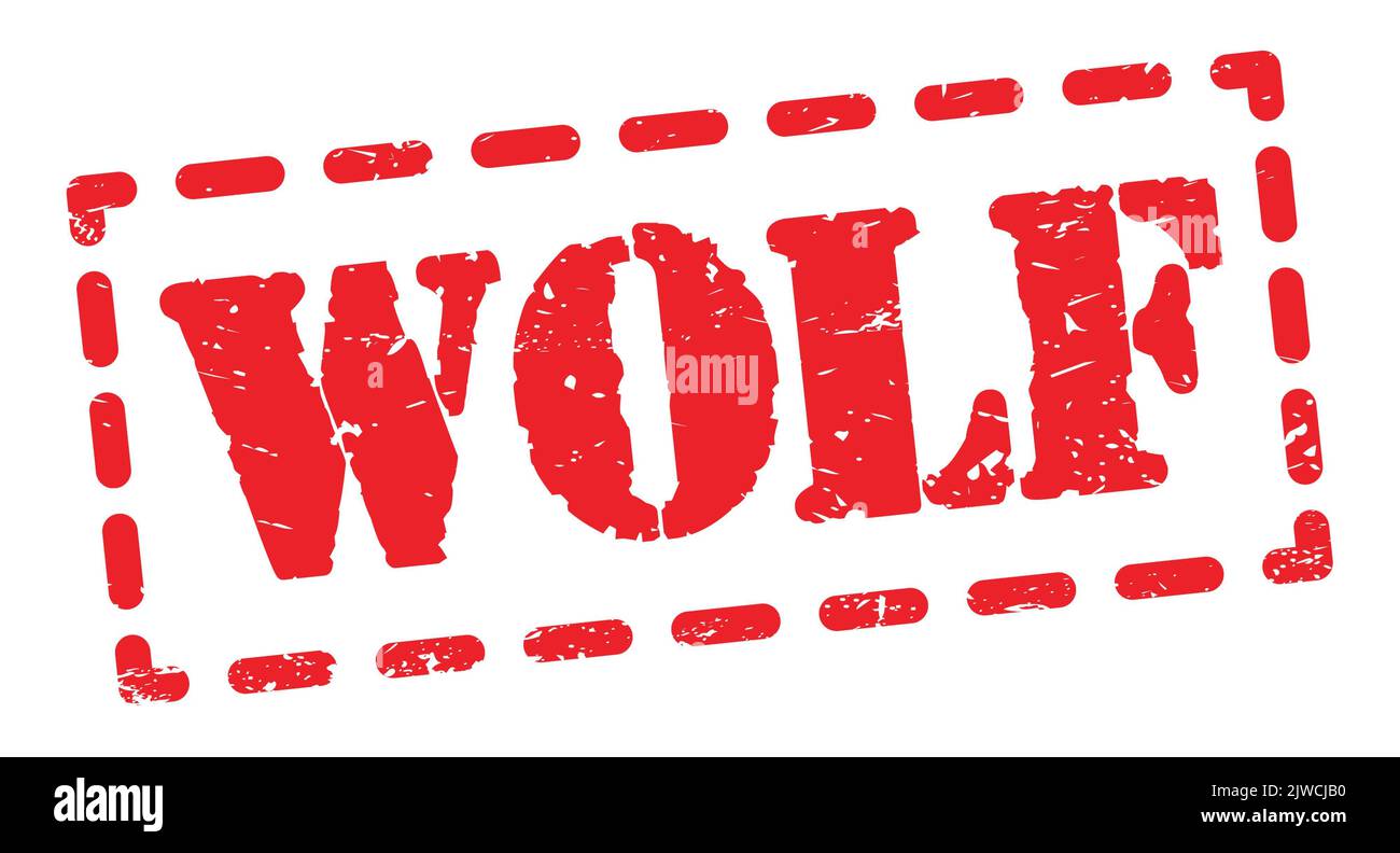 WOLF text written on red dash stamp sign Stock Photo - Alamy