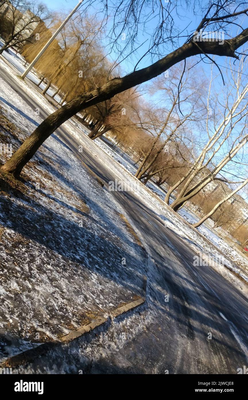 The Architecture backgrounds and objects. Winter. Snow. View from above ...