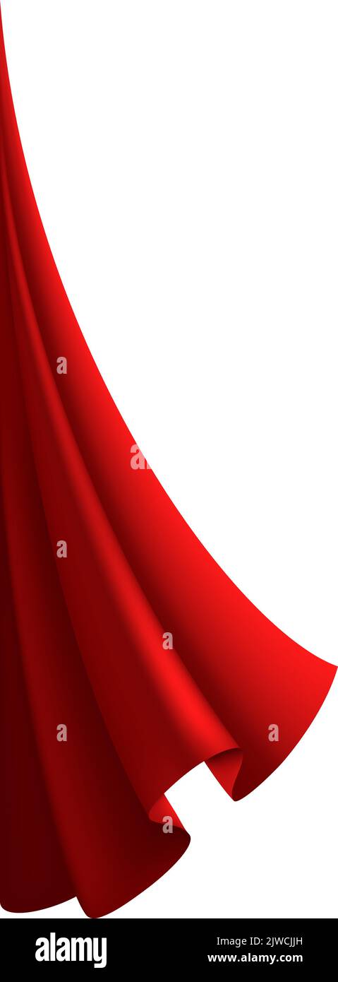 Flying cloth. Waving red drapery. Realistic wind blowing textile Stock ...