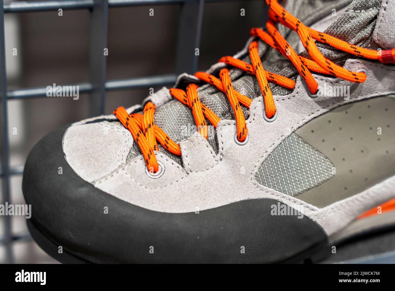 shoe lace close up look. bright orange shoelaces. New Mountain Boots ...