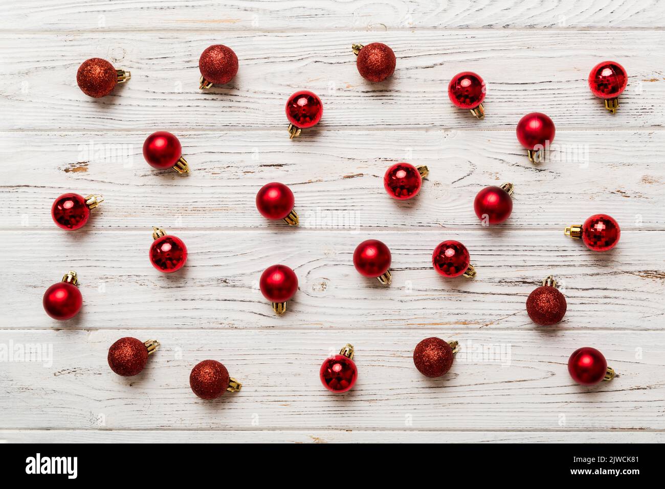 Christmas composition. a pattern of christmas balls on colored ...