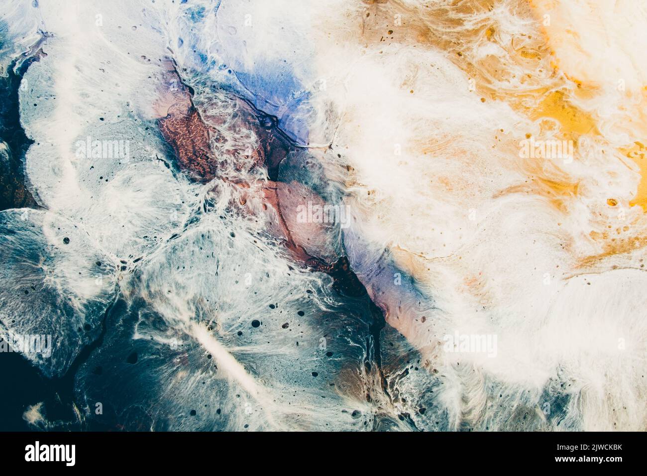 marble texture acrylic ink water yellow blue waves Stock Photo - Alamy