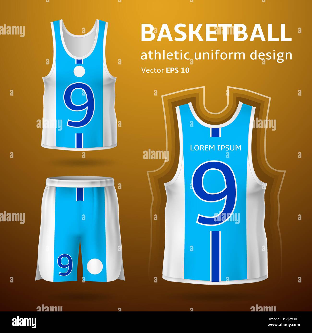 Realistic basketball uniform. T-shirt and shorts design, command sport ...