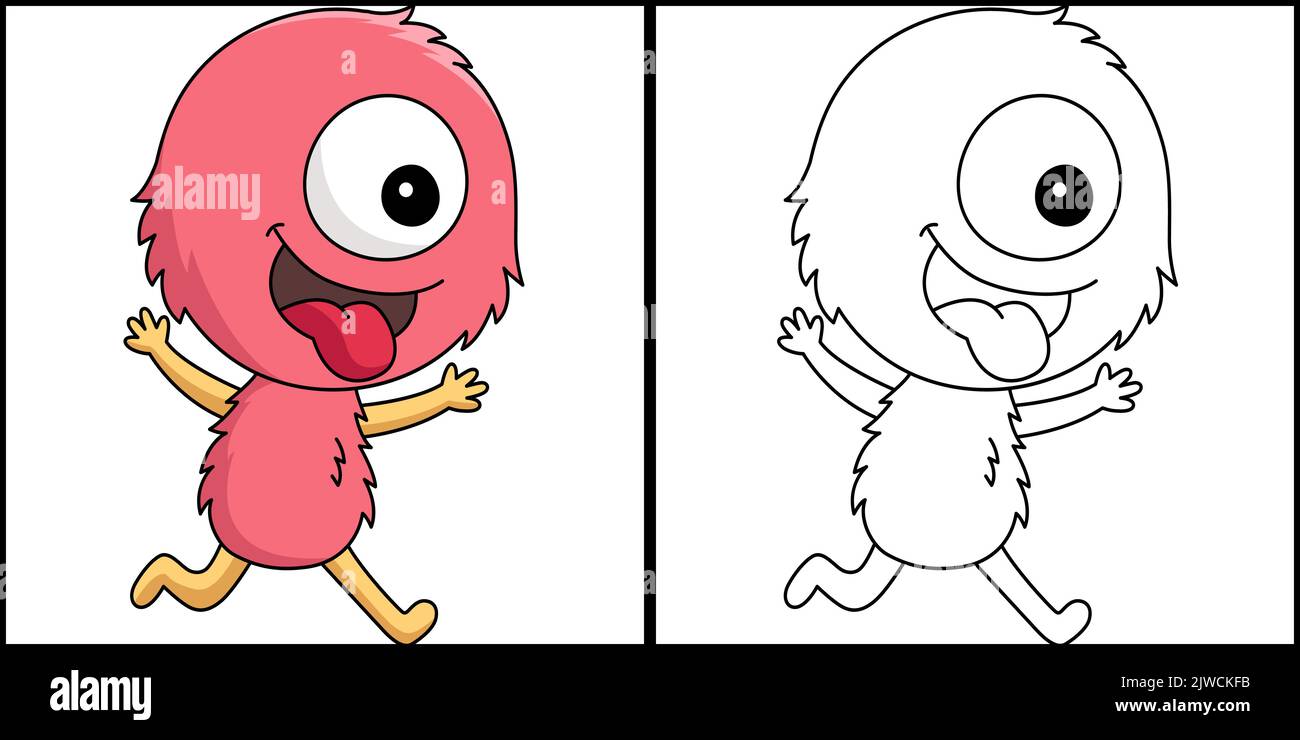 One Eyed Monster Coloring Page Illustration Stock Vector Image & Art ...