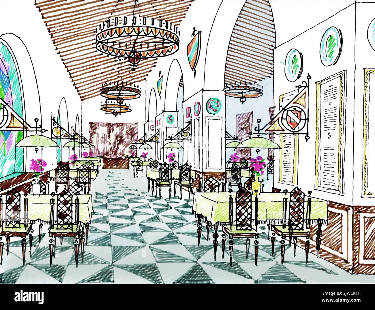 Dining hall vector vectors hi-res stock photography and images - Alamy