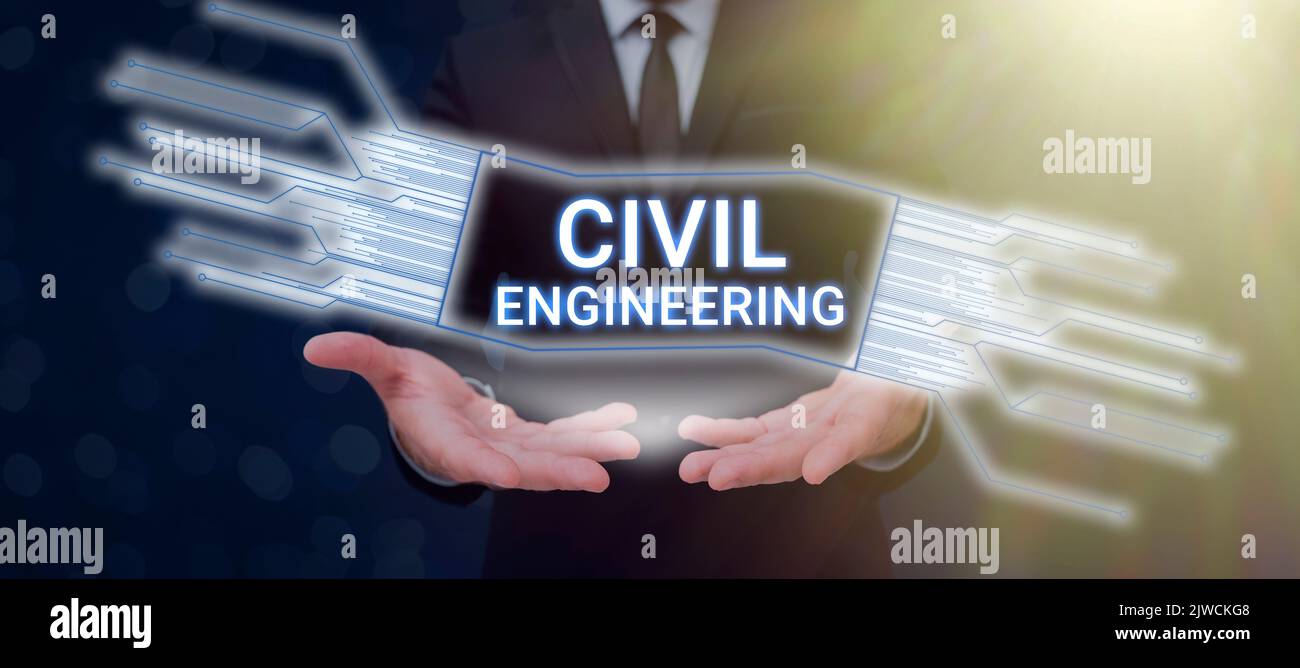 Handwriting text Civil EngineeringPlanning Design Building of roads ...