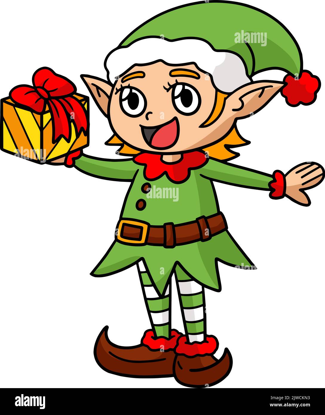 Christmas Elf Cartoon Colored Clipart Illustration Stock Vector Image ...