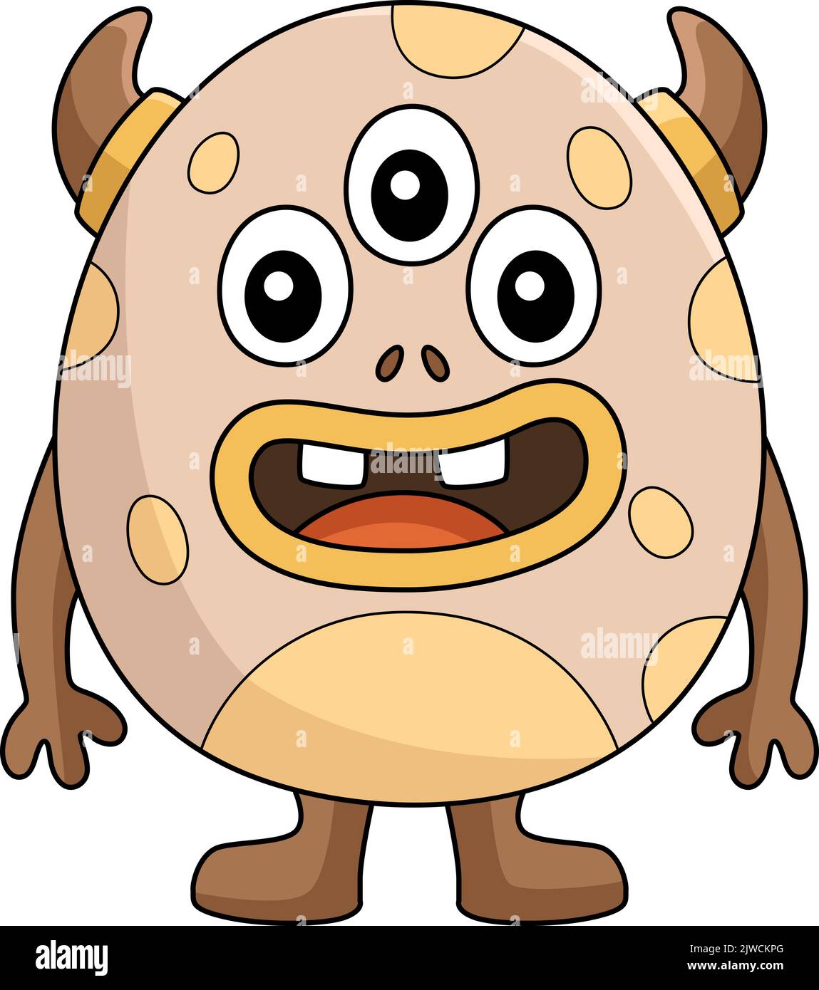 Three Eyed Monster Egg Cartoon Colored Clipart Stock Vector Image & Art ...