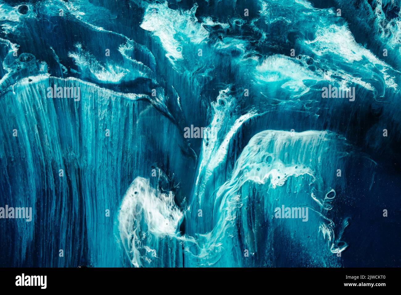 acrylic ink water marble texture blue ocean wave Stock Photo - Alamy